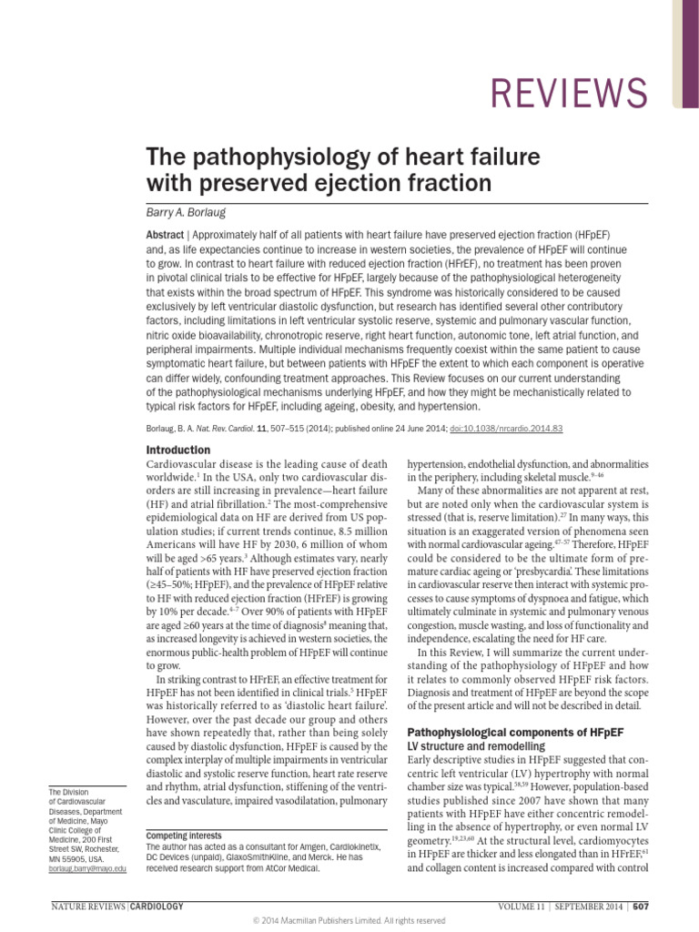 The Pathophysiology of Heart Failure With Preserved Ejection Fraction ...