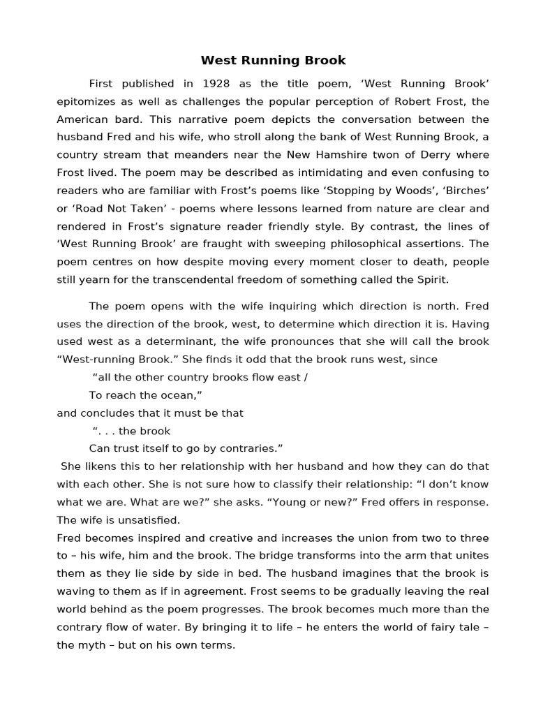 Exploring Contrariness in Frost's Brook | PDF