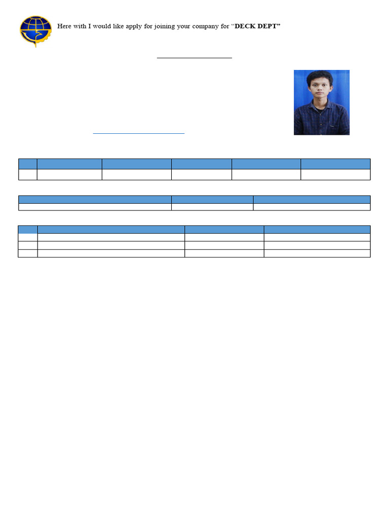 Application for Deck Dept Position | PDF
