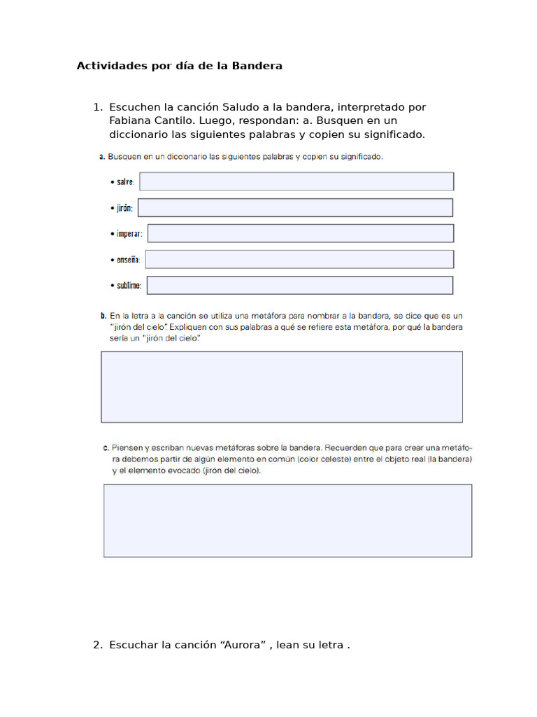Actividades Por Día de La Bandera | PDF