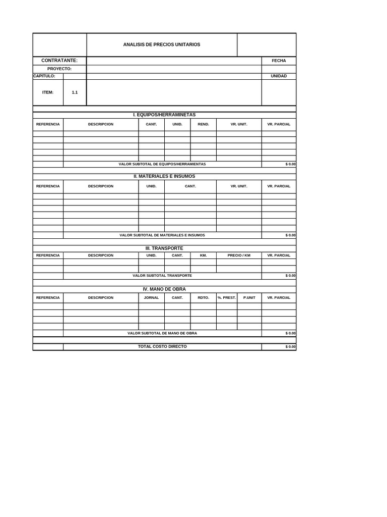 Formato Modelo Apu | PDF