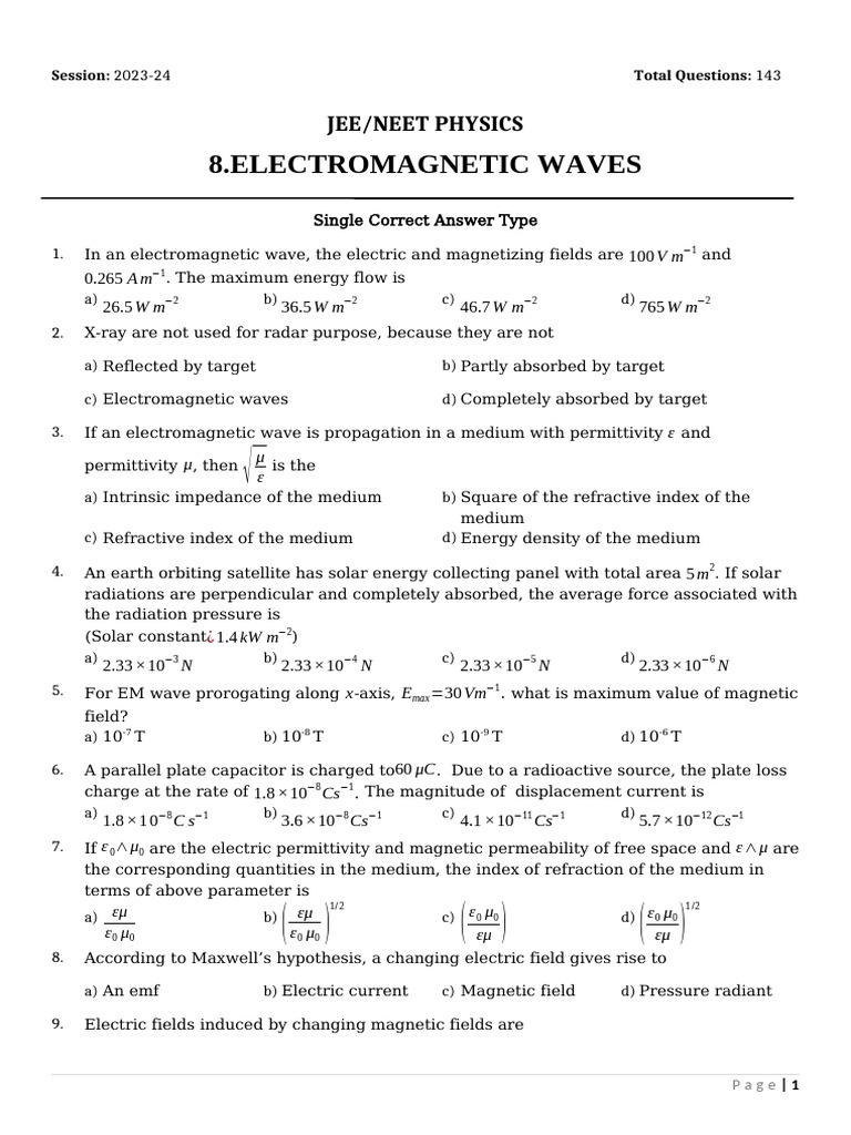 8 Electromagnetic Waves | PDF | Waves | Electromagnetic Radiation