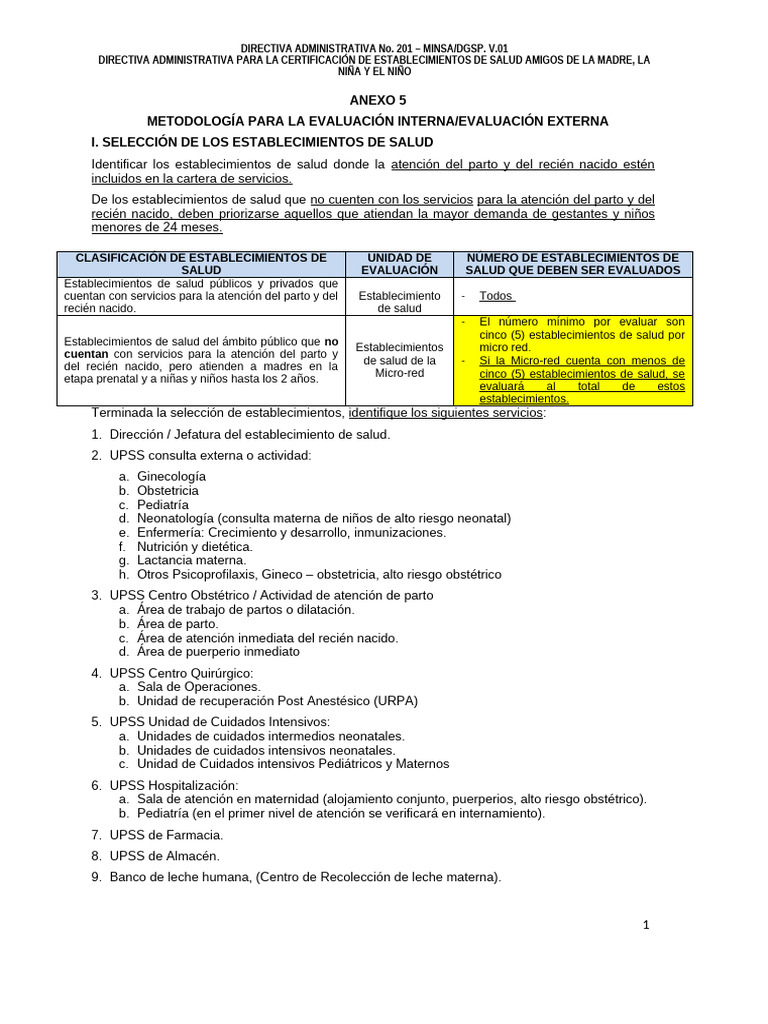 INSTRUMENTOS PARA CERTIFICACION EESS QUE NO ATIENDEN PARTOS NI RECIÉN NACIDOS (4) | PDF ...