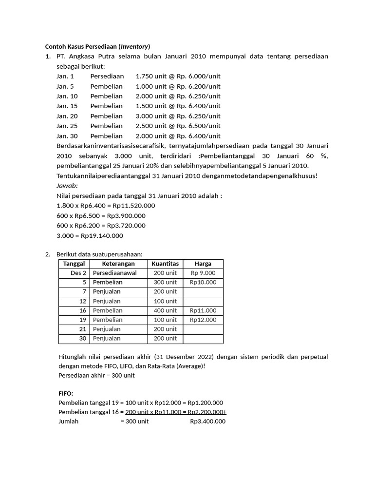 Analisis Nilai Persediaan Metode FIFO dan LIFO | PDF