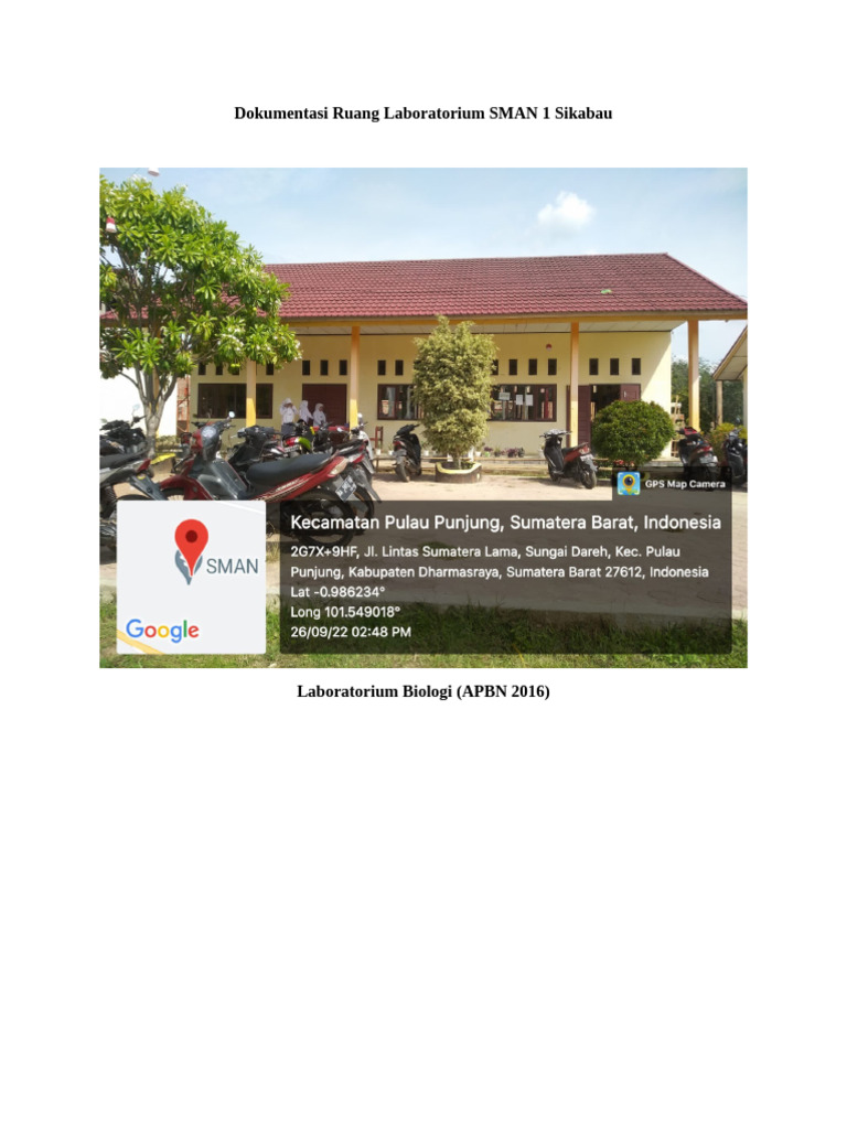 Dokumentasi Ruang Laboratorium SMAN 1 Sikabau | PDF