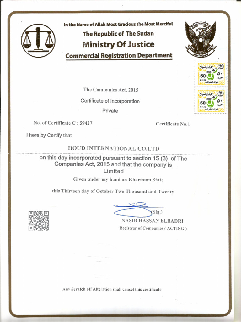 Certificate of Incorporation | PDF