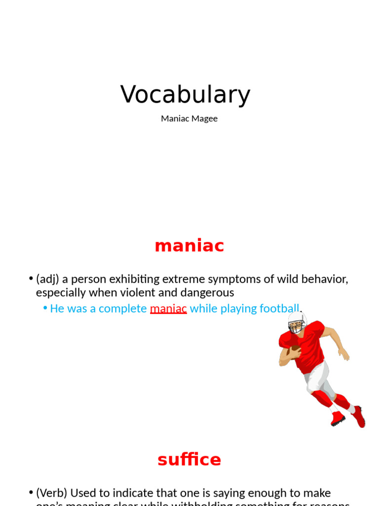 Vocabulary from Maniac Magee Chapter 1 | PDF