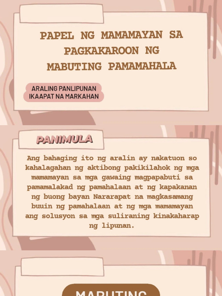 Papel Ng Mamamayan Sa Pagkakaroon Ng Mabuting Pamamahala | PDF