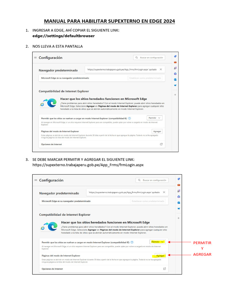 Habilitar Supexterno en Edge 2024 | PDF
