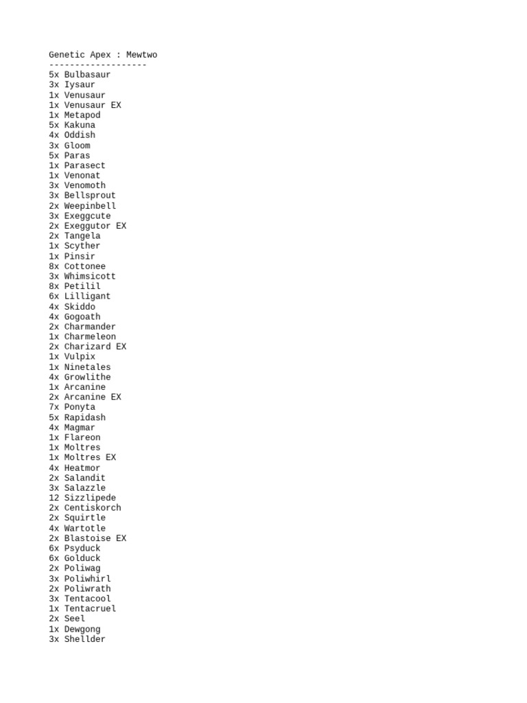 Pokemon TCG Pocket Card List | PDF | Characters Created | Pokémon