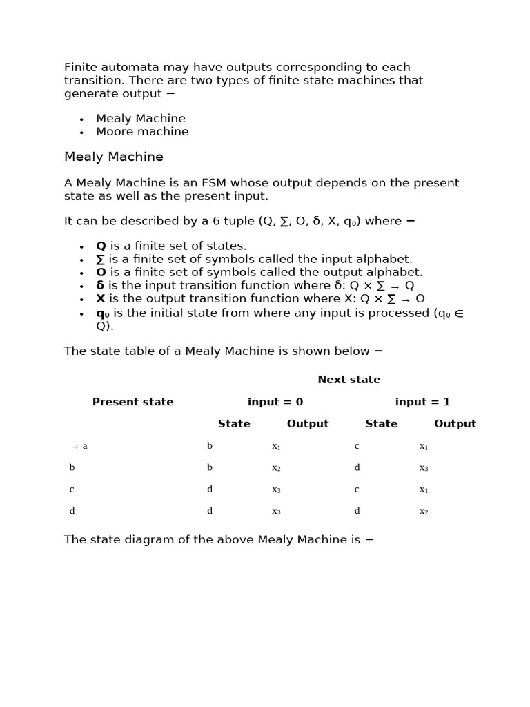 Mealy and Moore | PDF | Theoretical Computer Science | Formal Methods