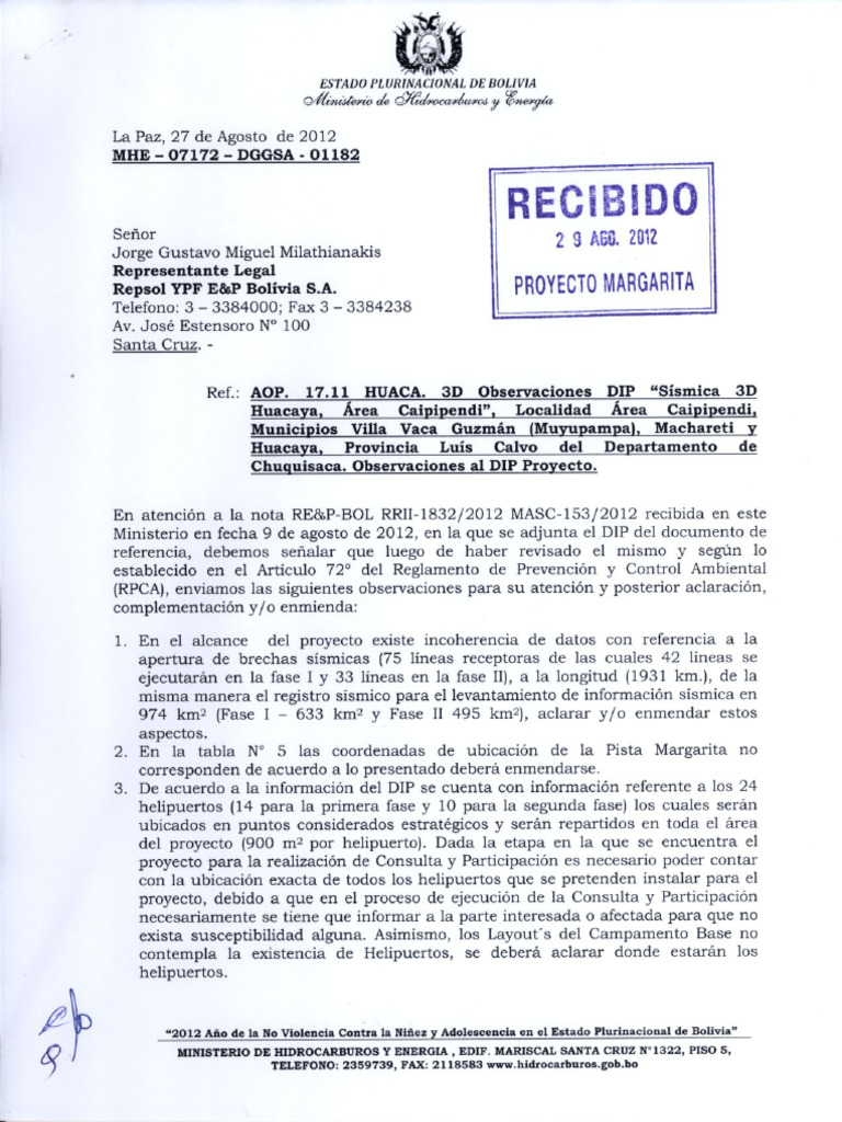 MHE-07172-DGGSA-01182 OBS DIP Sismica 3D HCY | PDF
