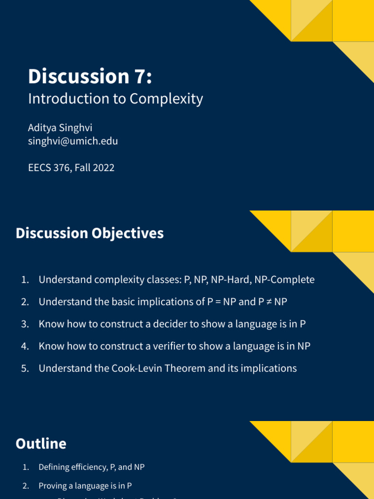 Complexity Classes in EECS 376 | PDF | Theory Of Computation | Algorithms