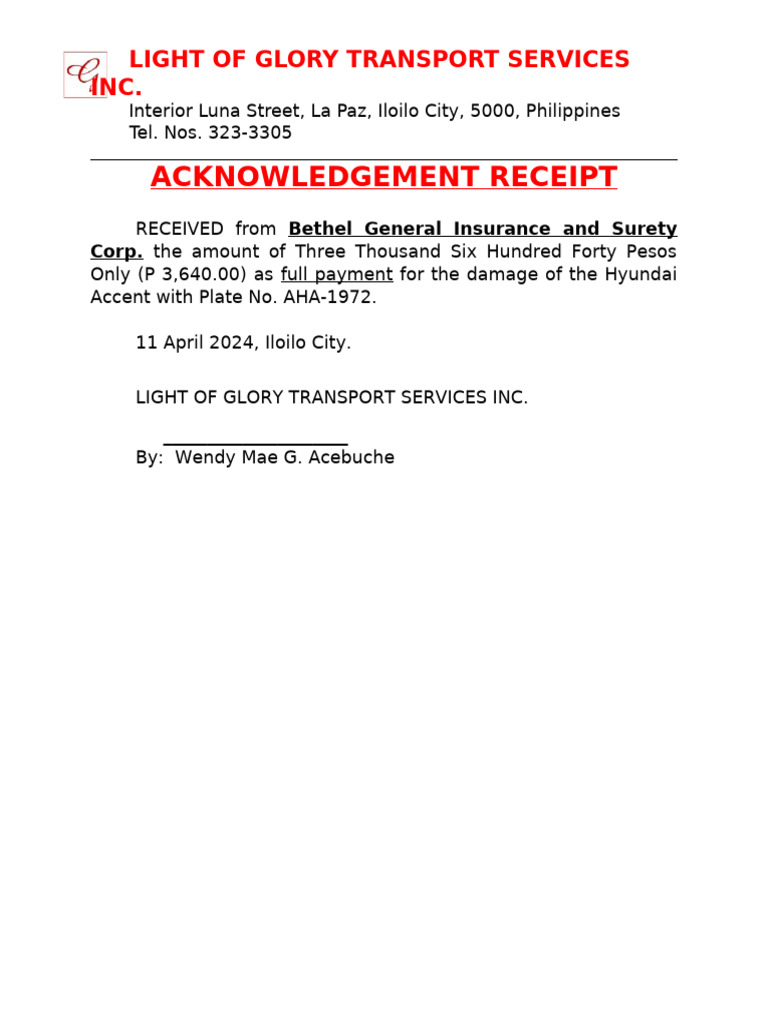 Acknowledgement Receipt | PDF