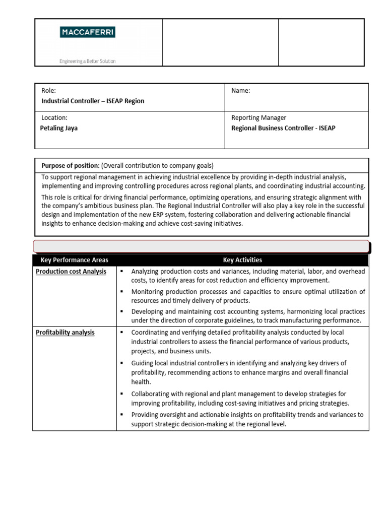 JD Industrial Controller | PDF | Cost Accounting | Profit (Economics)