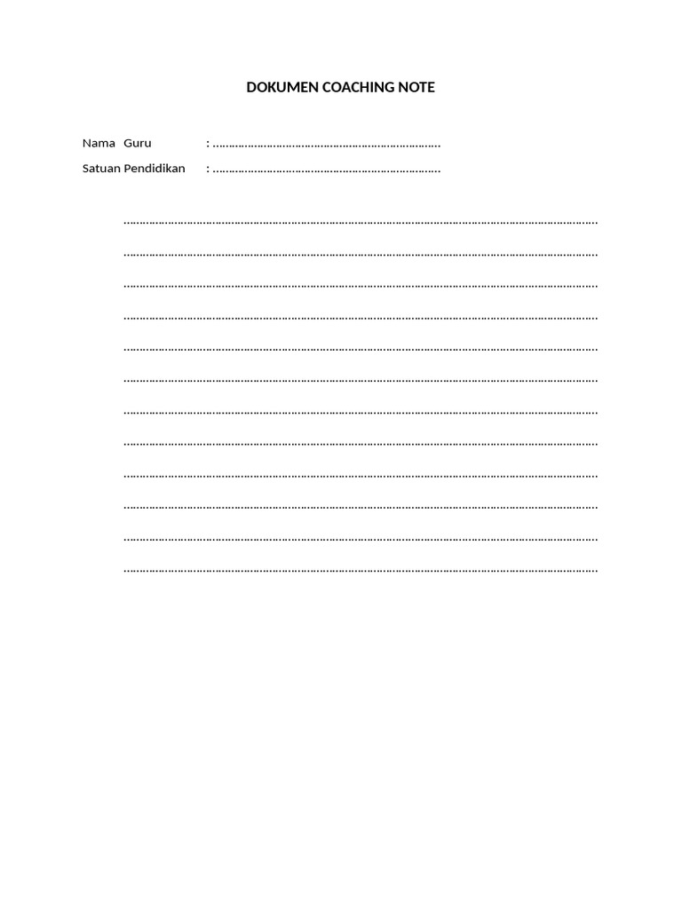 Dokumen Coaching Note | PDF
