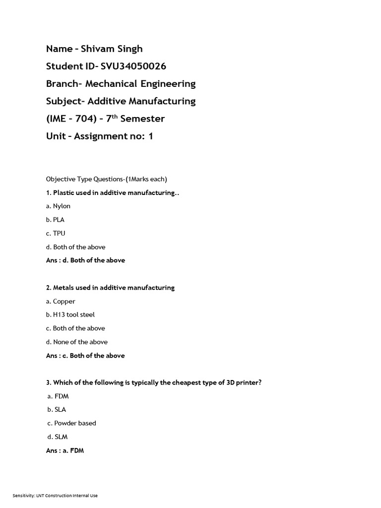 Additive Manufacturing Unit-1 | PDF | 3 D Printing | Materials
