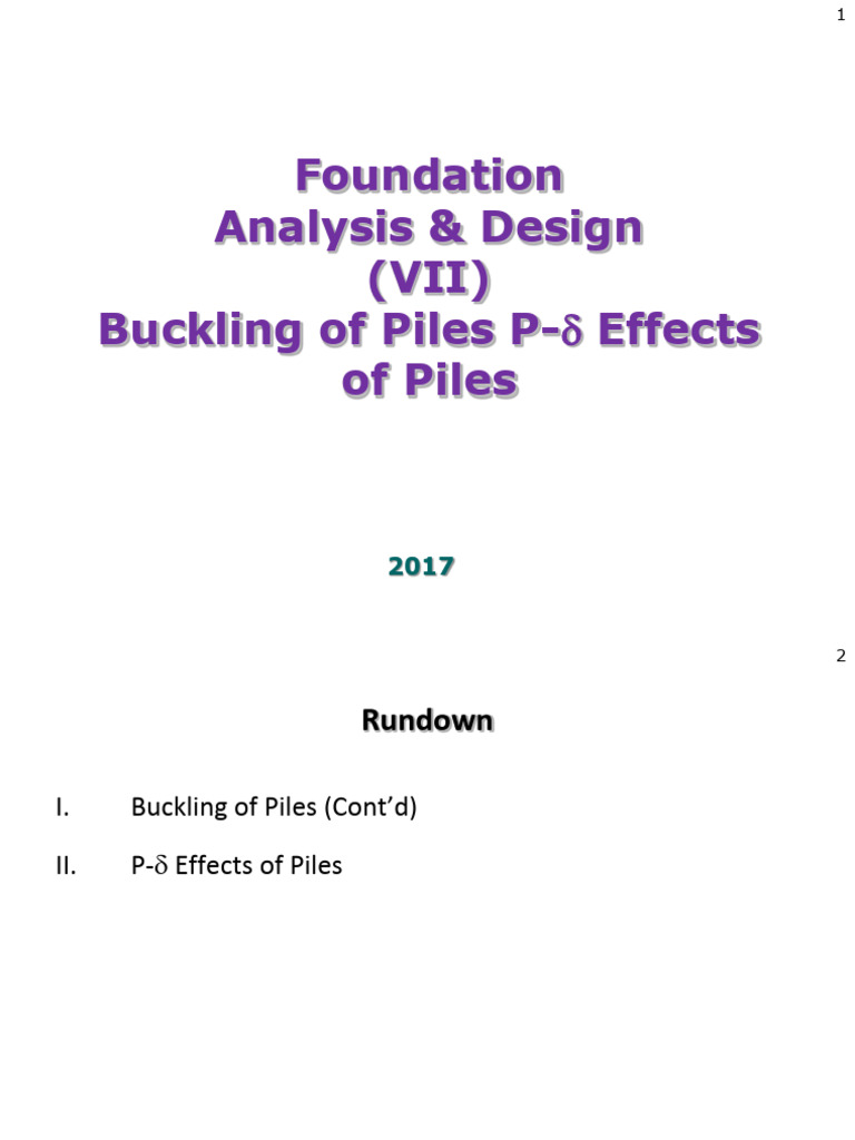 P-Delta Effects in Pile Design | PDF | Buckling | Applied And ...