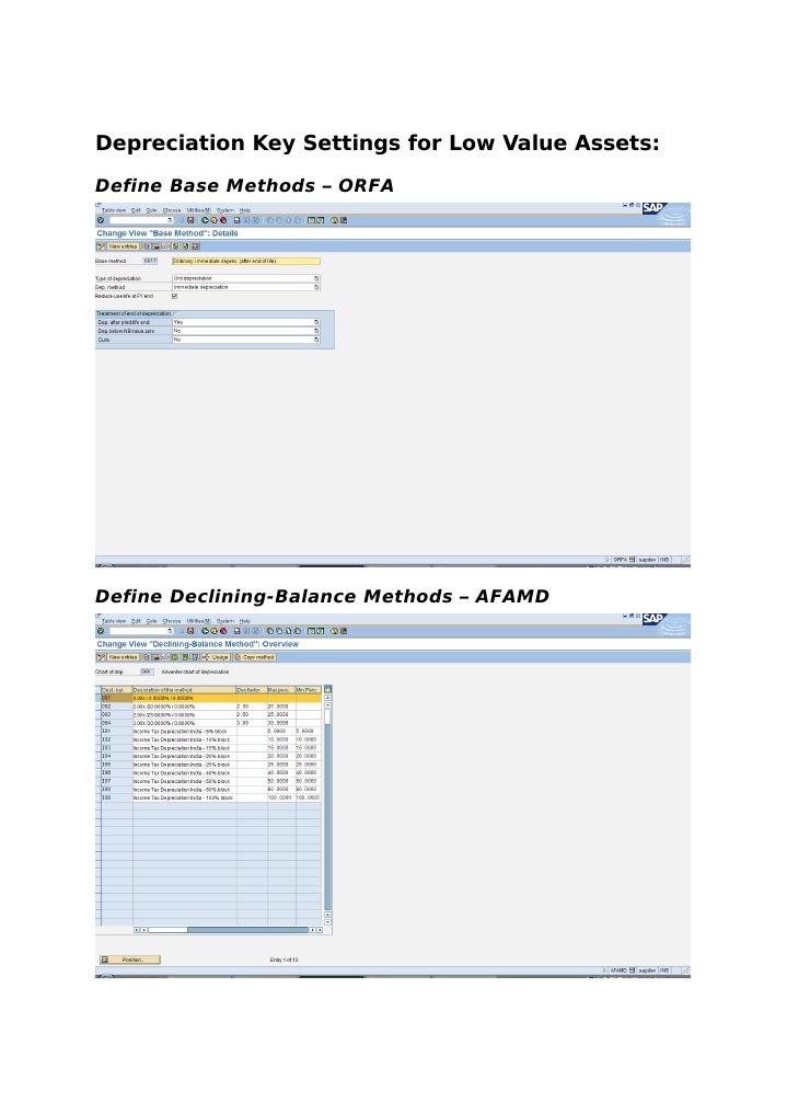 Depreciation Key Settings For Low Value Assets | PDF | Finance & Money ...