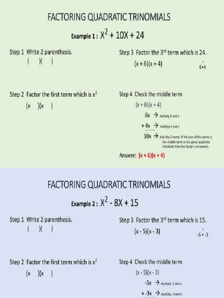 Quadratic Trinomial | PDF