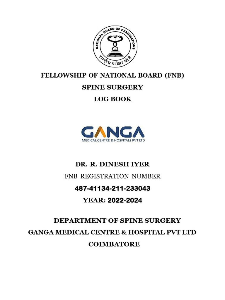 FNB Spine Surgery Log Book 2022-2024 | PDF | Vertebra | Scoliosis