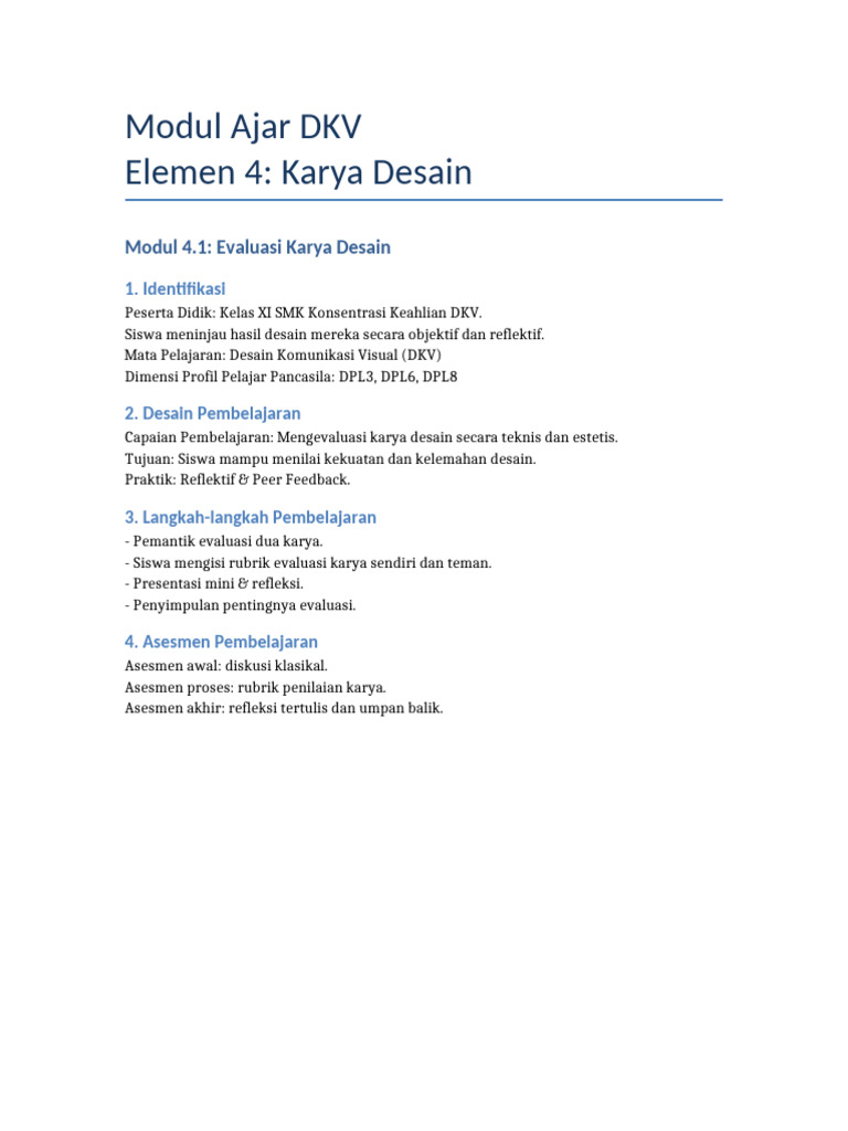 Modul Ajar DKV Elemen 4 Karya Desain | PDF