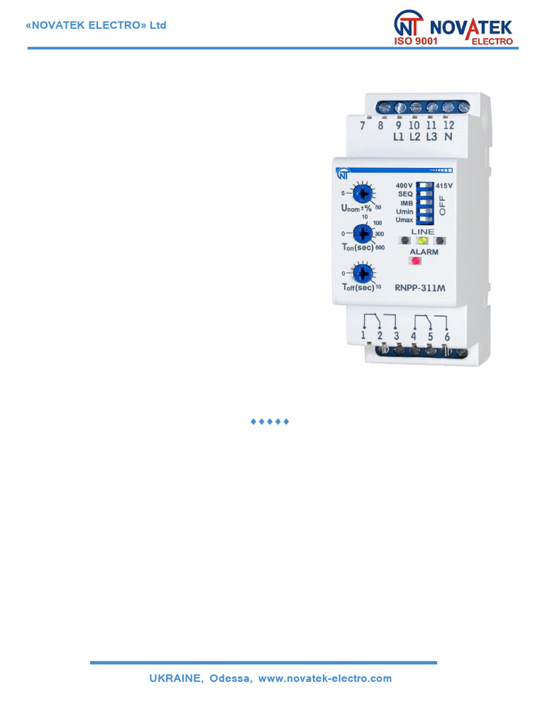 3 Phase Monitoring Relay RNPP 311M Novatek | PDF | Mains Electricity ...