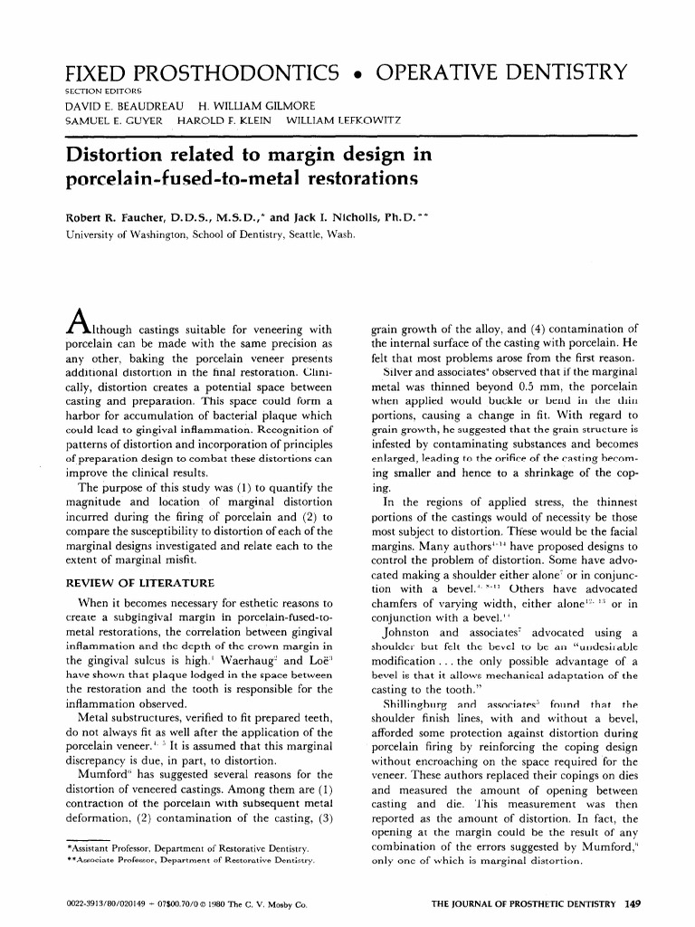 10 Faucher Distortion Related To Margin Design in Porcelain Fused To ...