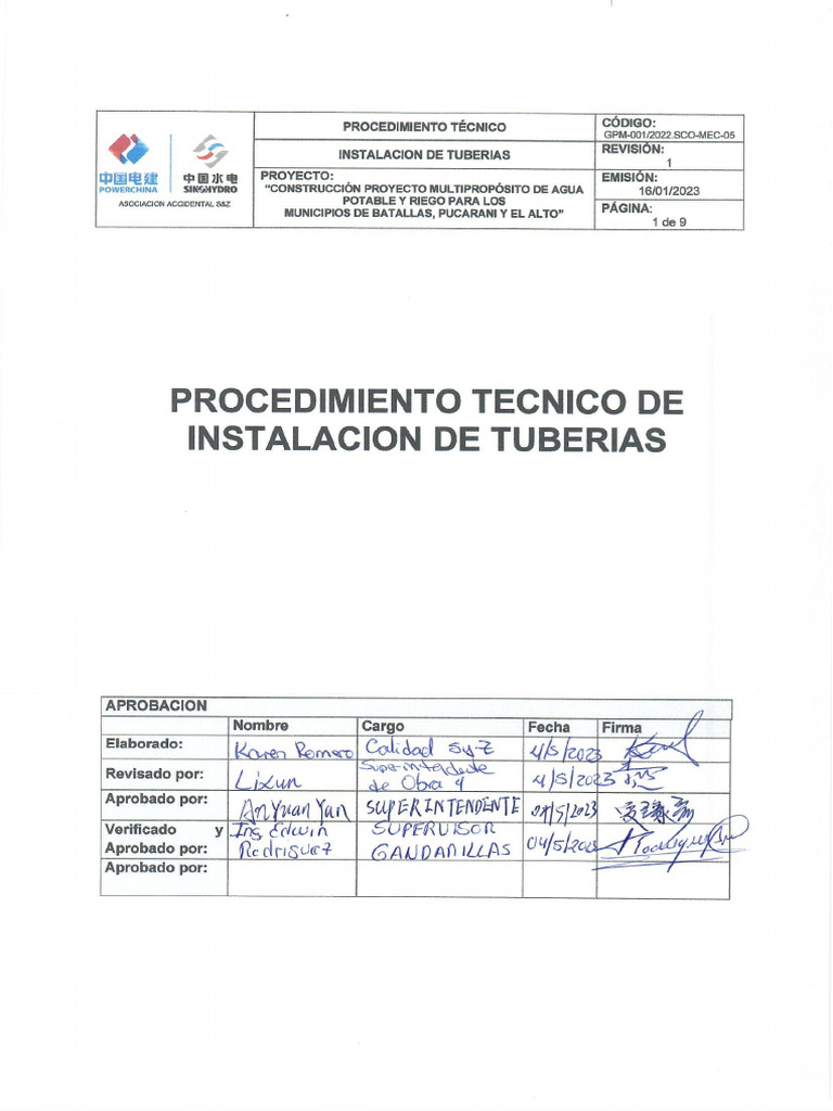Pt-05 - Procedimiento Tecnico de Instalacion de Tuberias Rev1 | PDF