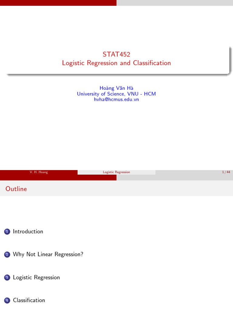 Chap4 Logistic Regression | PDF | Receiver Operating Characteristic | Logistic Regression