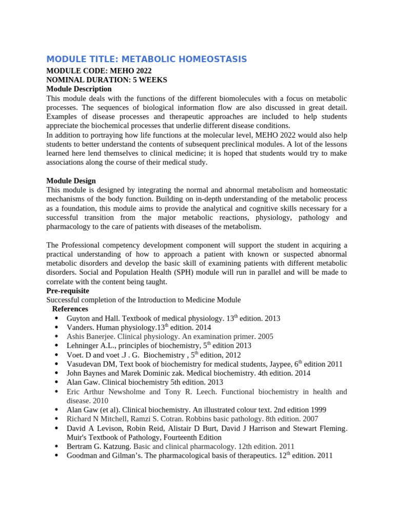 Metabolic Module For PC I Students | PDF | Metabolism | Dna