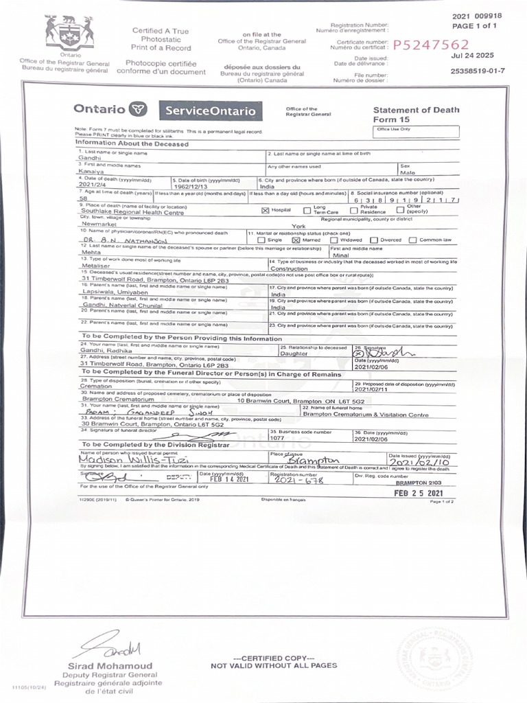 Death Certificate | PDF