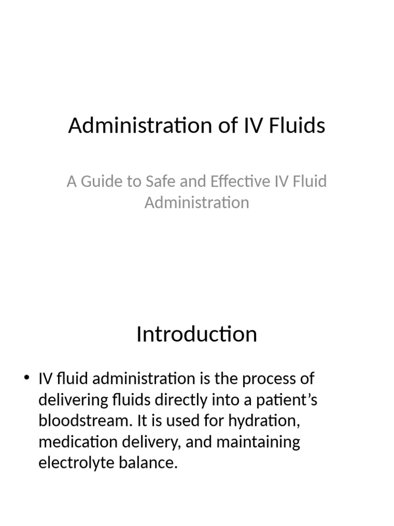 IV Fluid Administration | PDF