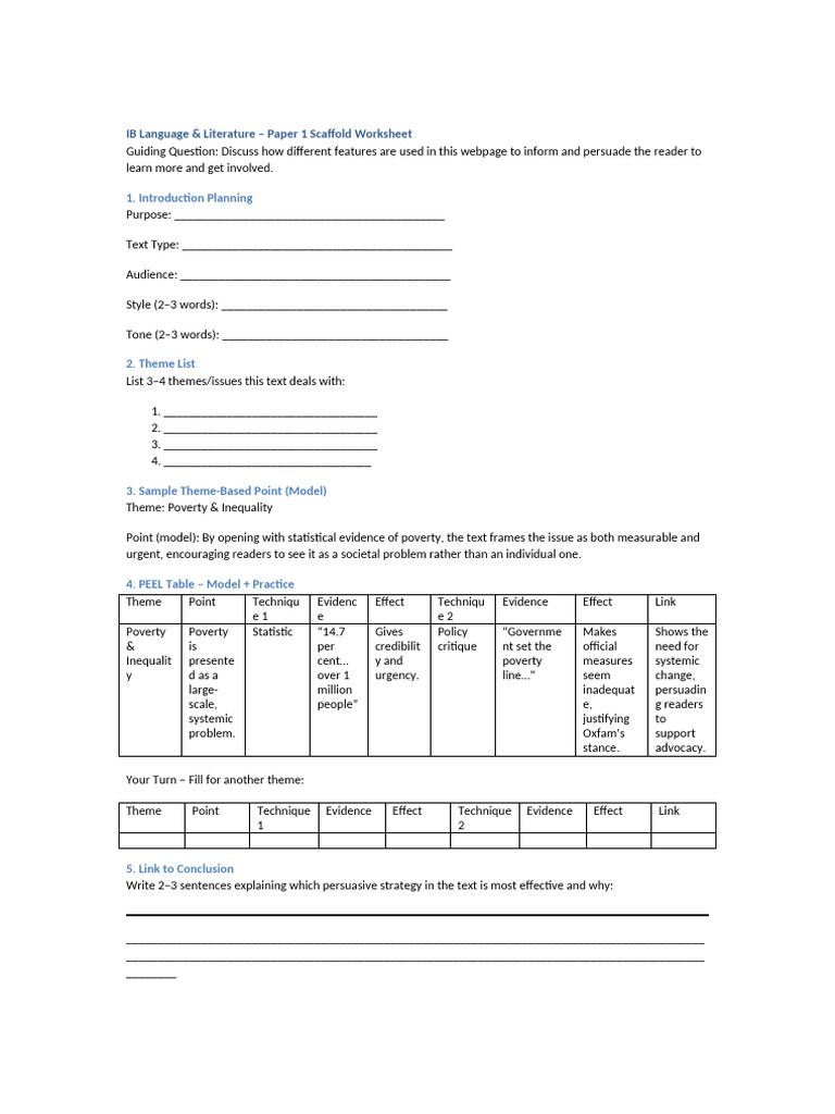 IB Paper1 Scaffold Worksheet | PDF