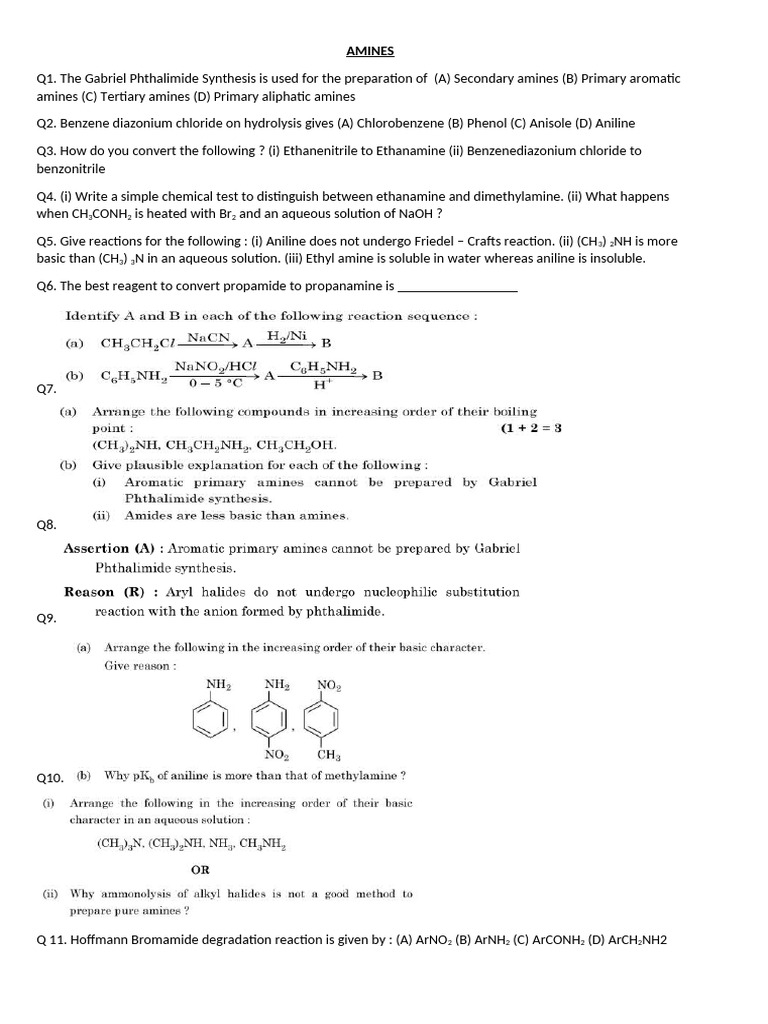 Amines: Synthesis, Reactions, and Properties | PDF | Amine | Organic ...
