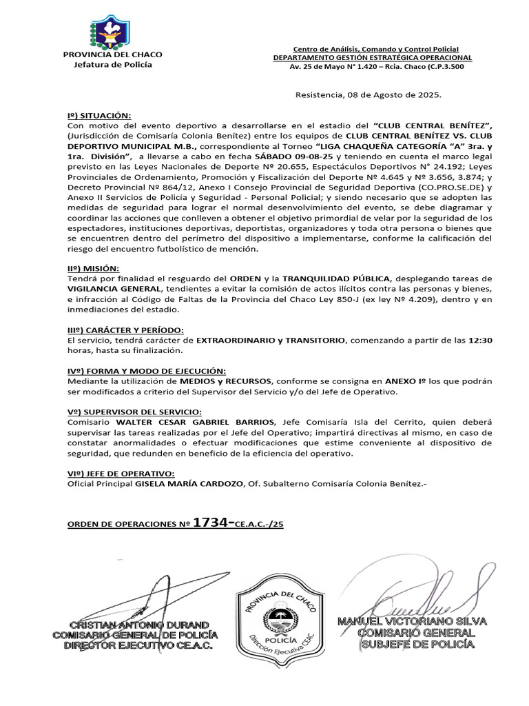 Club Dep. Municipatral Benitez 09-08-25 | PDF | Policía | Justicia