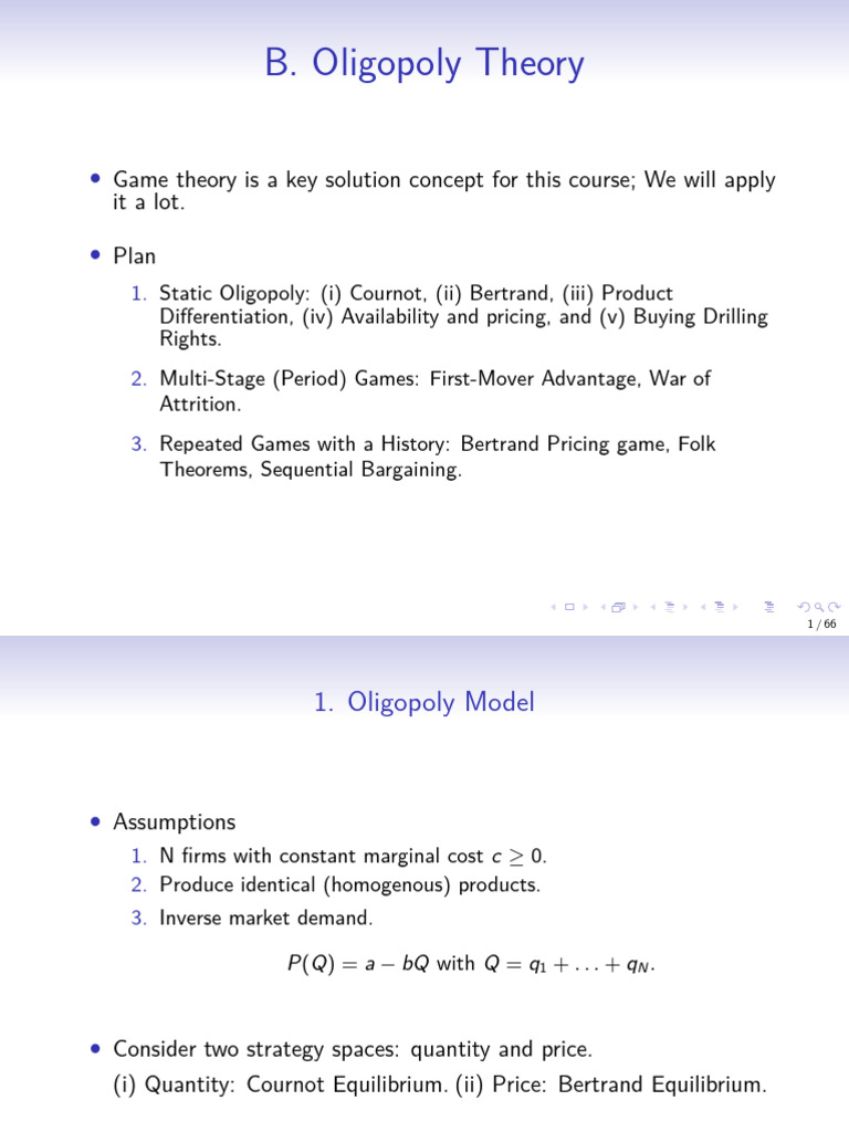 B Oligopoly Theory | PDF | Economic Equilibrium | Game Theory
