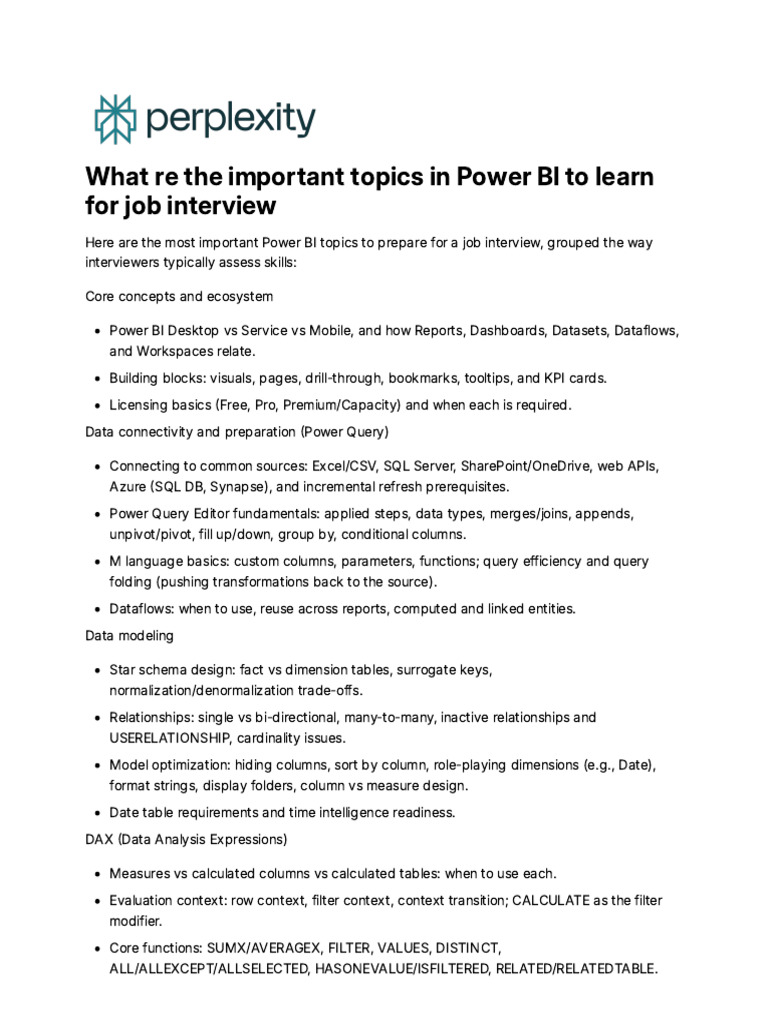What Re The Important Topics in Power BI To Learn | PDF | Microsoft Sql ...