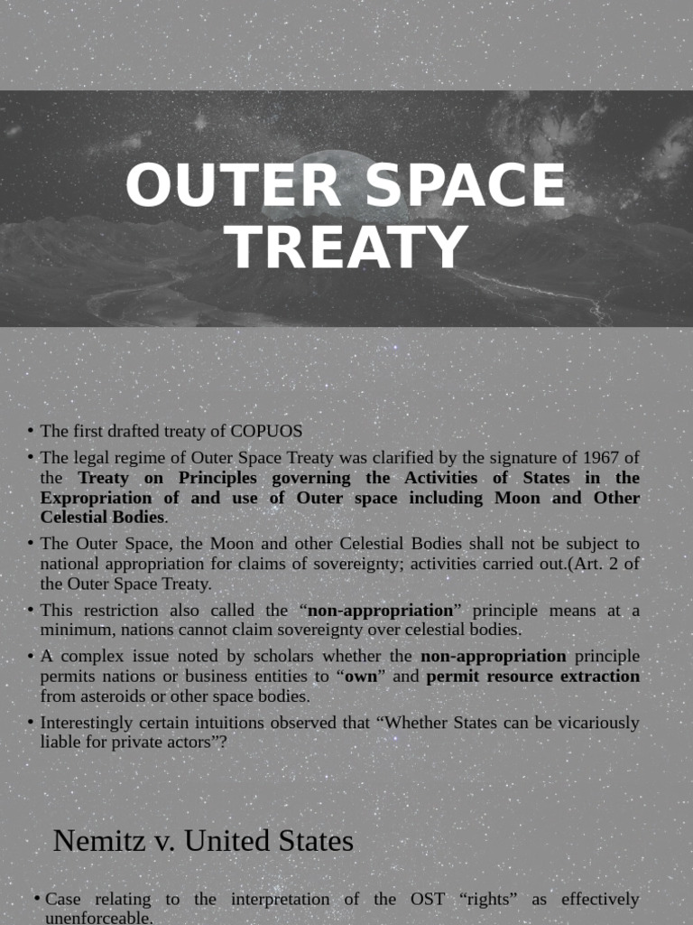 Outer Space Treaty Overview | PDF | Justice | Crime & Violence