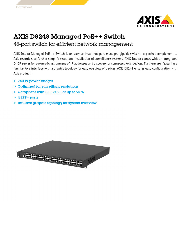 AXIS D8248 Managed PoE++ Switch Overview | PDF | Computer Network ...