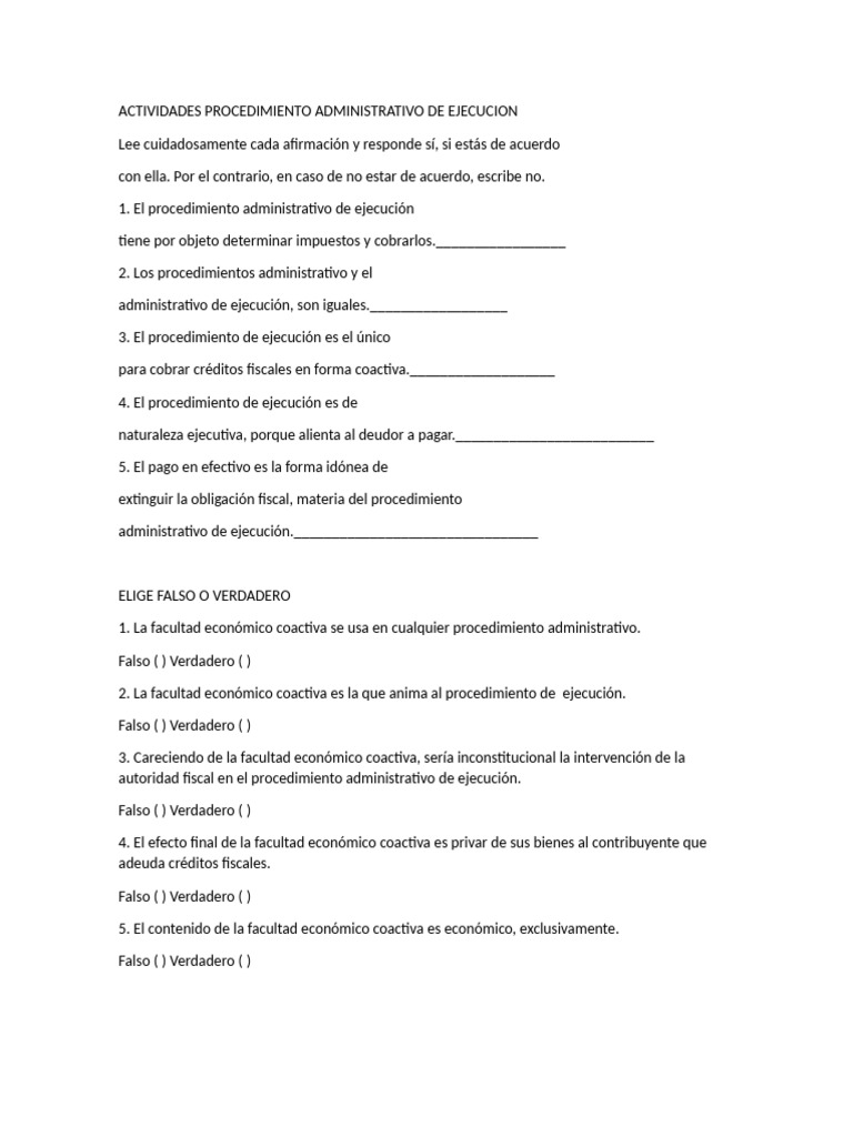 Actividades 3 - Procedimiento Administrativo de Ejecucion | PDF