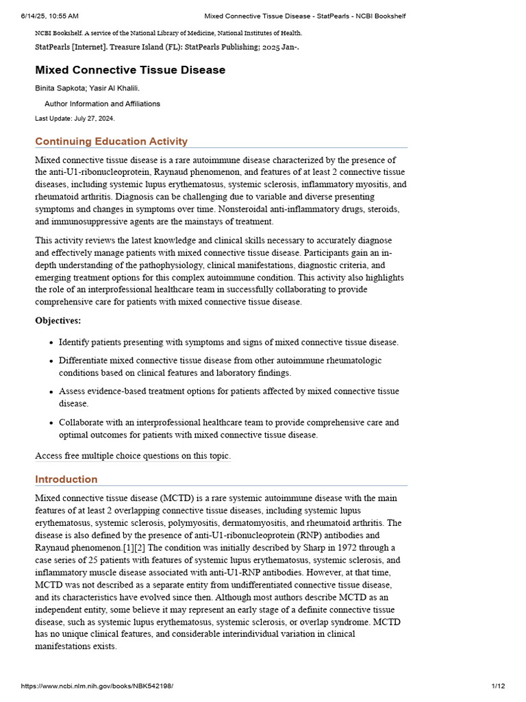 Understanding Mixed Connective Tissue Disease | PDF | Medicine ...