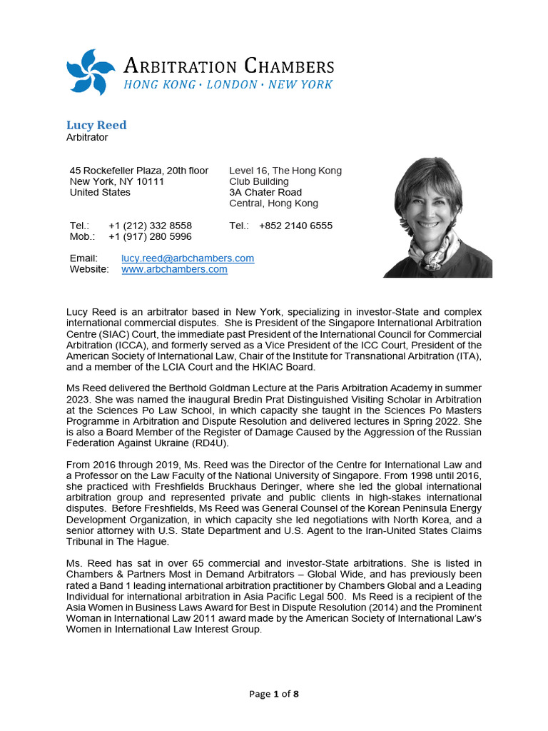 lucy-reed-cv-chambers-2025 | PDF | Arbitration | Civil Procedure