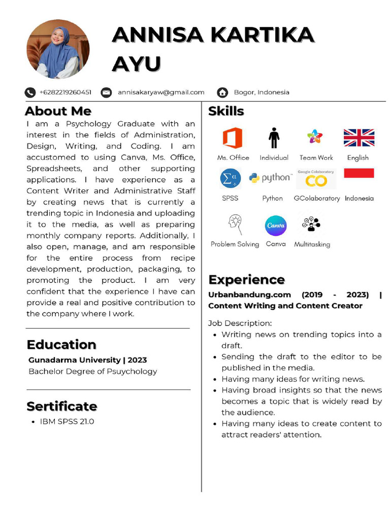 CV English & Supporting Document Annisa Kartika Ayu | PDF