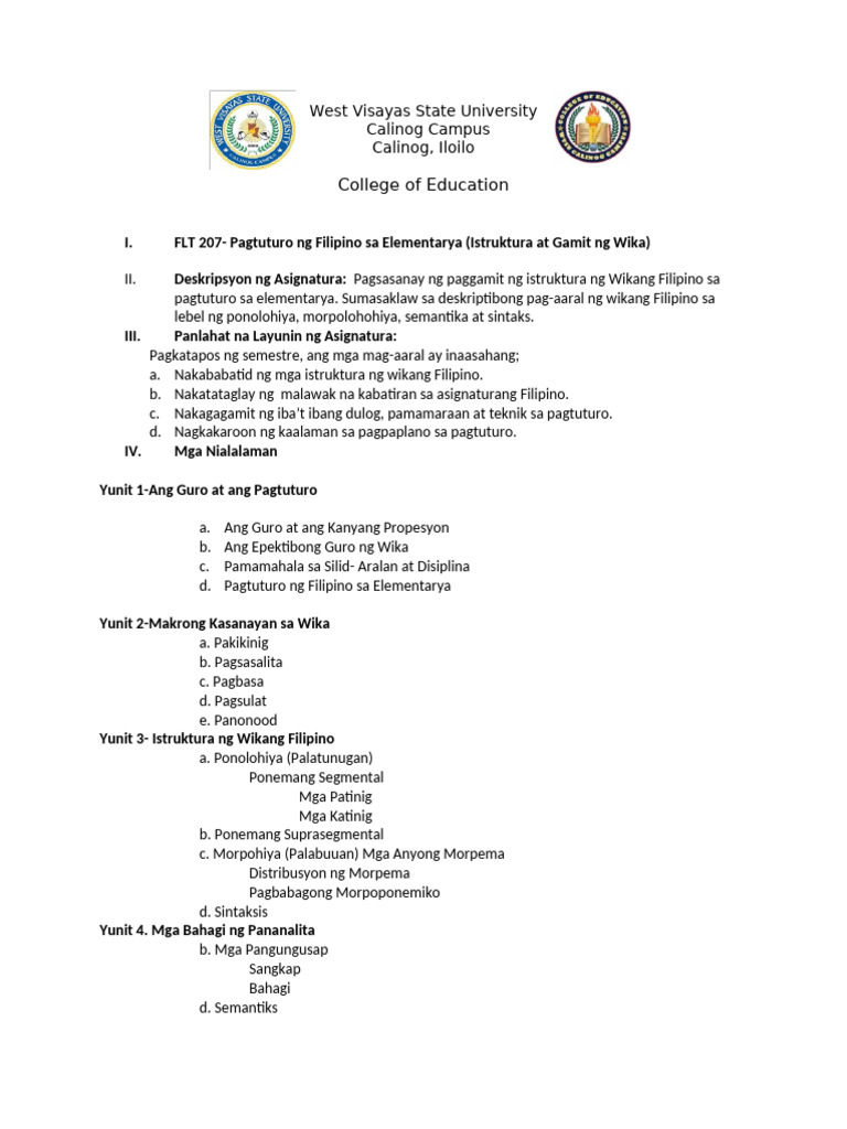 FLT 207 Outline | PDF