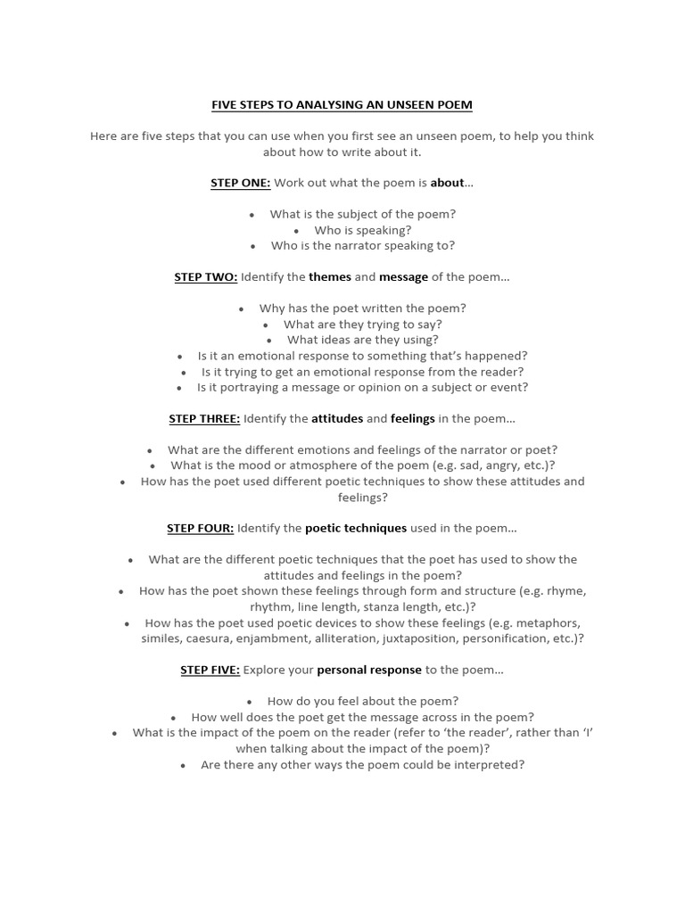 Unseen Poetry Revision Resources | PDF | Poetry