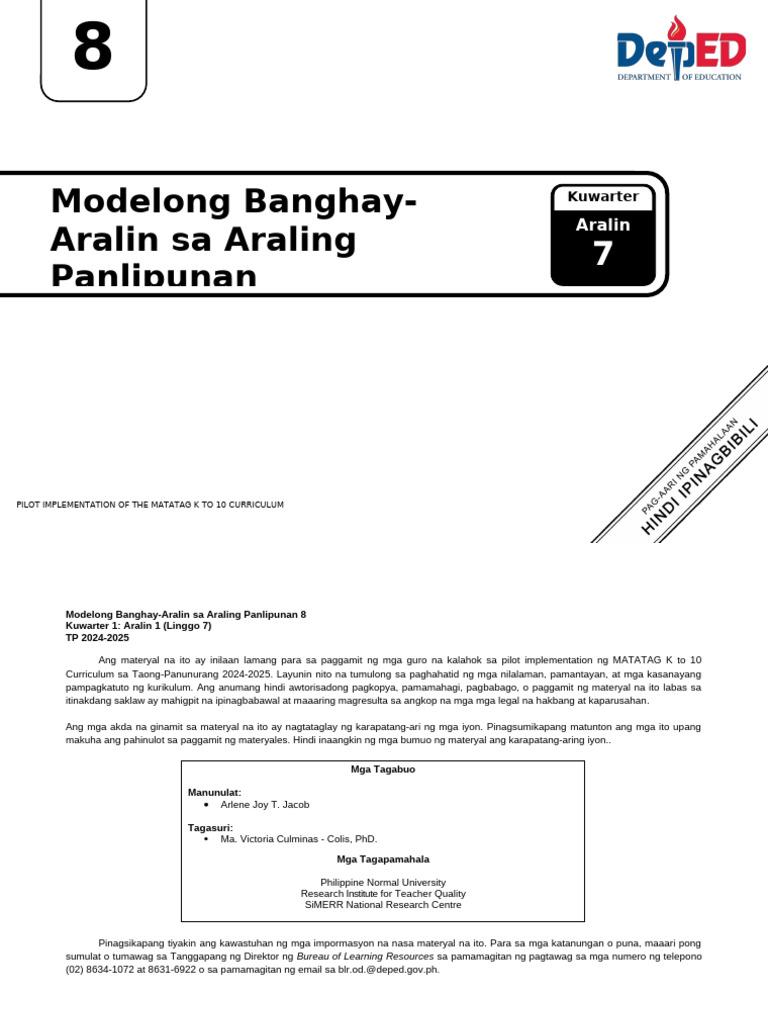 Q1 LE AP8 Lesson7 Week7 | PDF