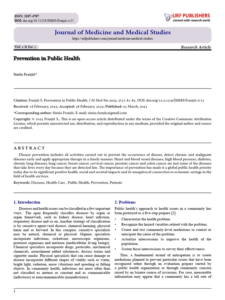 Prevention in Public Health | PDF | Infection | Cancer