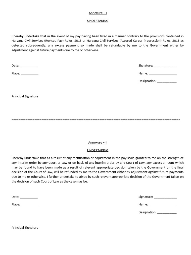 ACP Undertaking Form | PDF