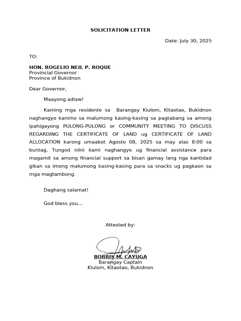 Solicitation Letter Audrey | PDF